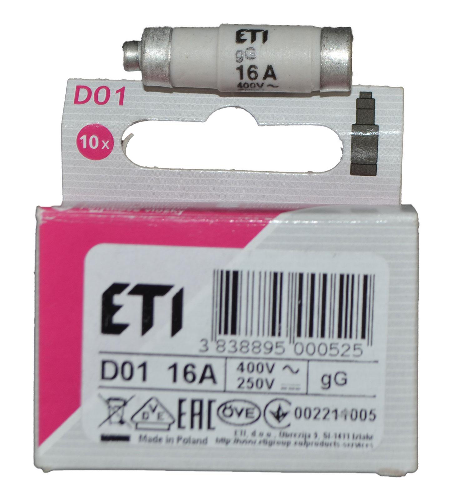 Neozed Sicherung 16A , Sicherungseinsatz D01, E14, 10 Stück