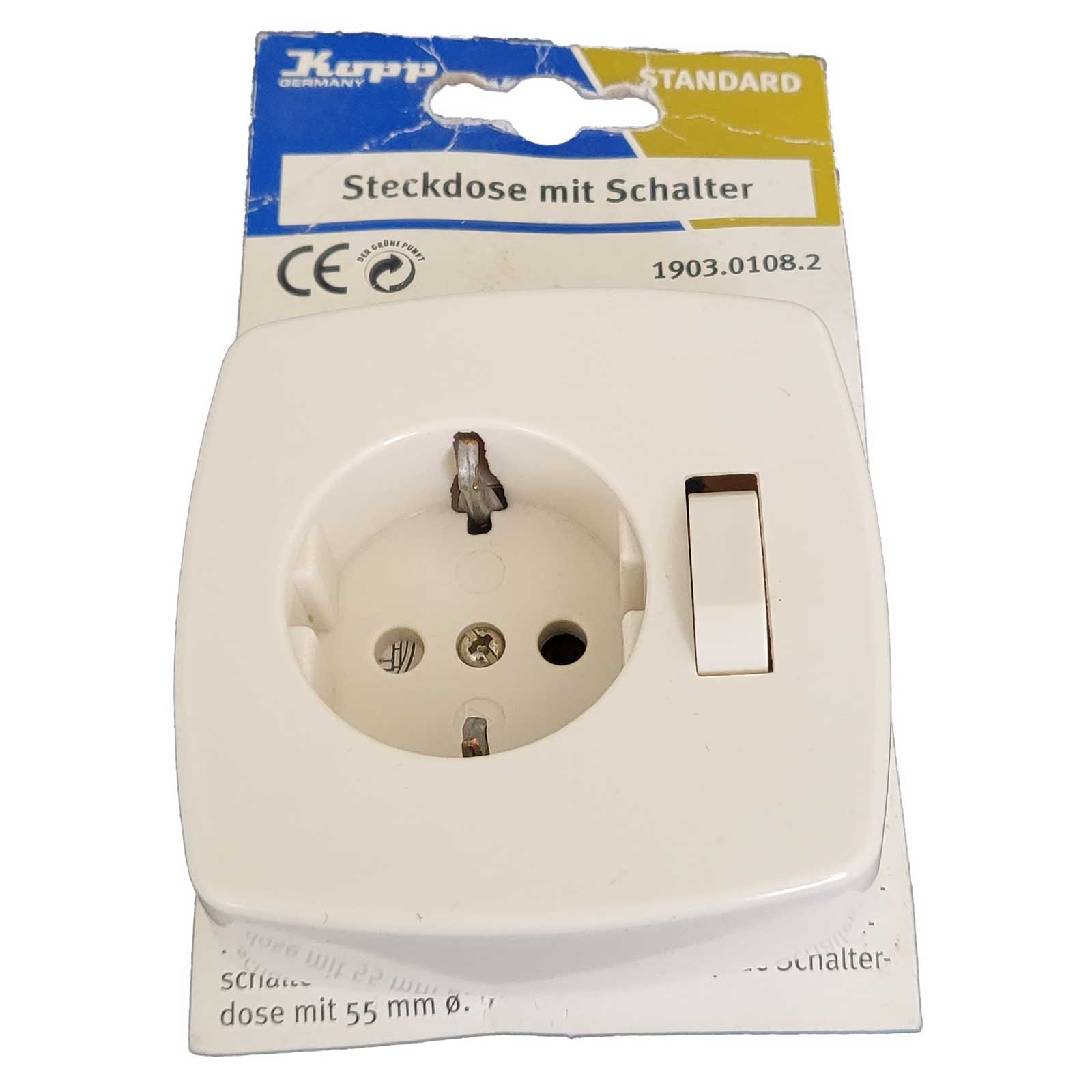 Steckdose mit Schalter Unterputz , Montage cremeweiß