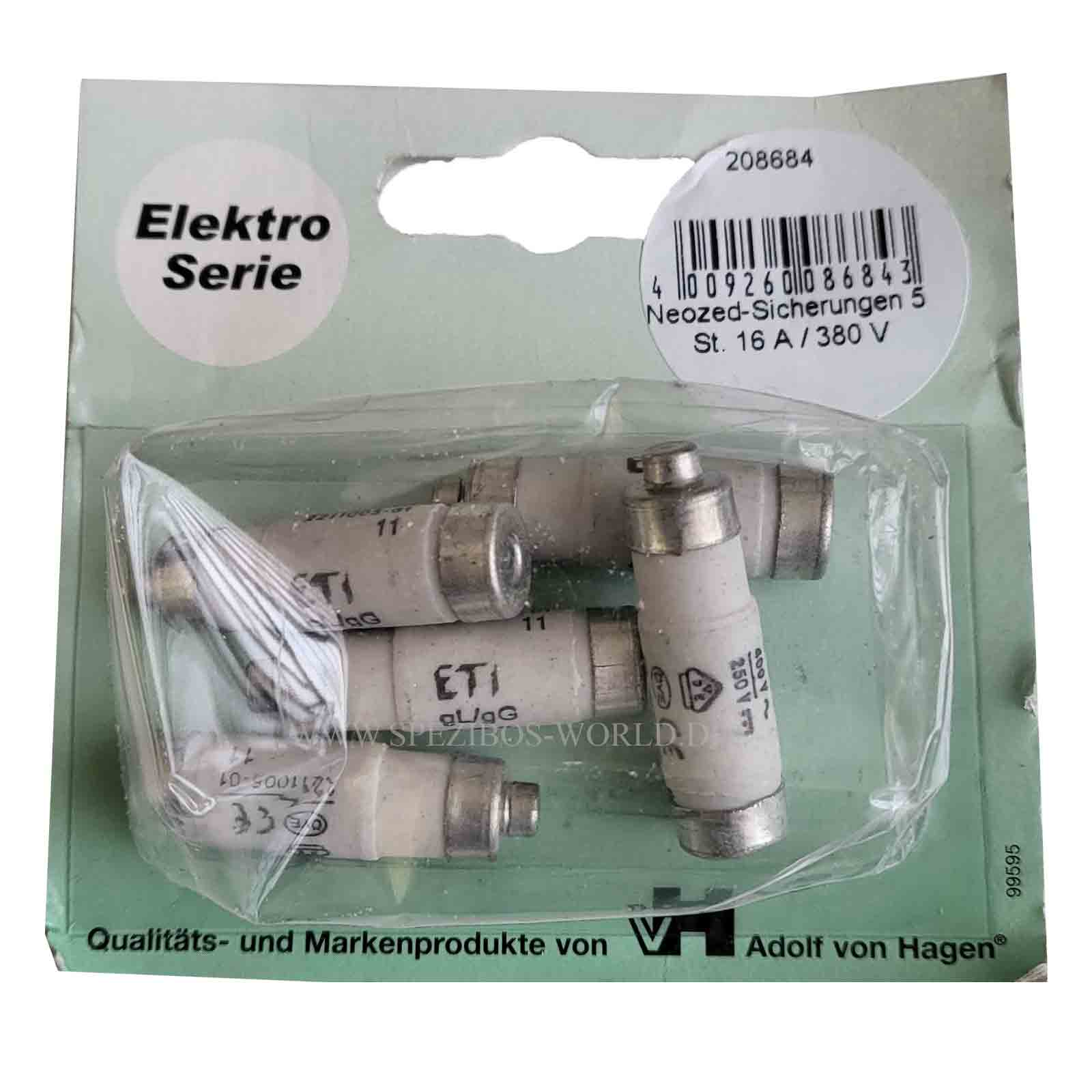 Neozed Schmelzsicherung DL , E16 , 16A, 5 Stück