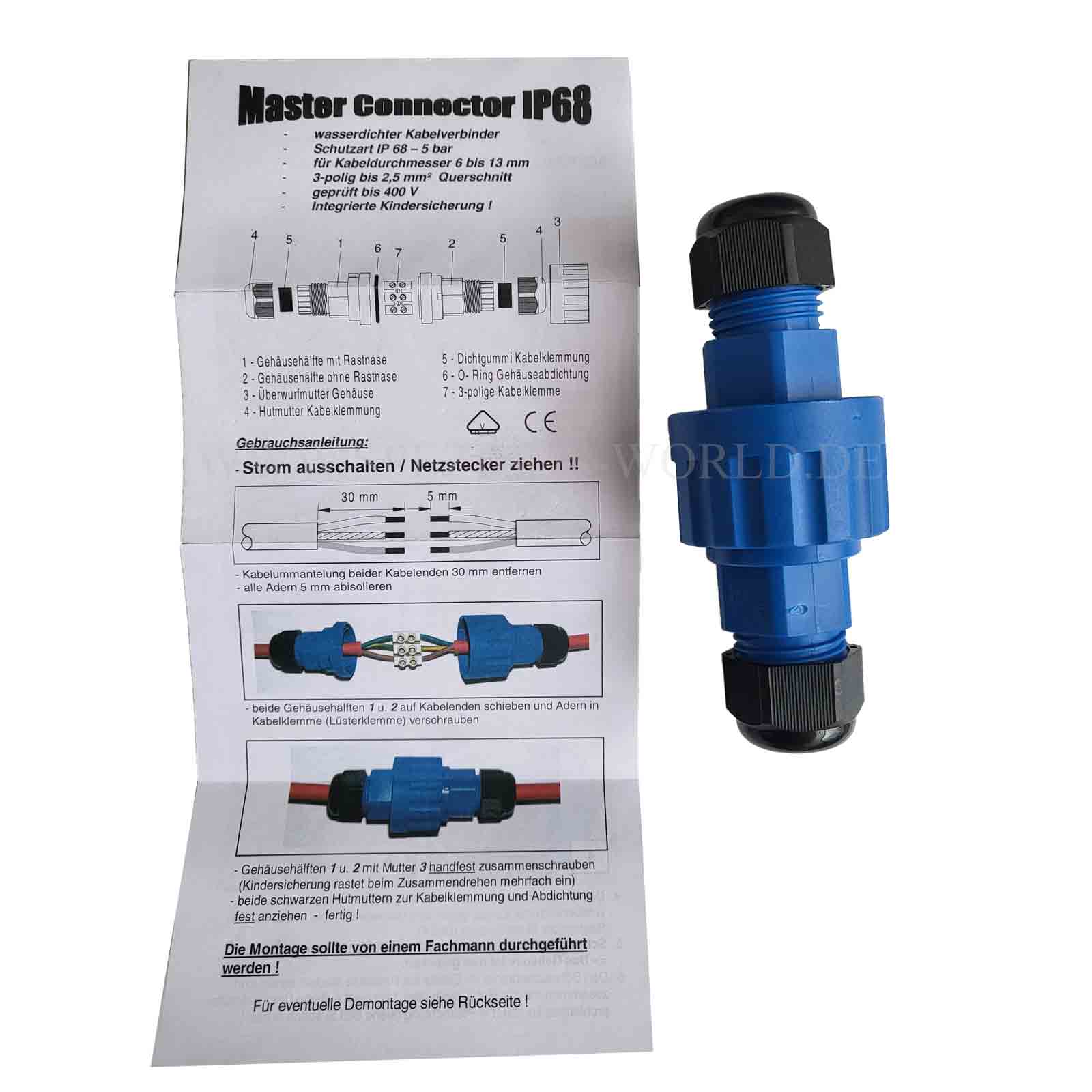 Kabel-Verbinder Master Connector IP68 Spezibos-World